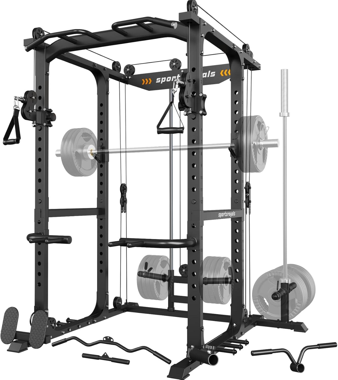 Sportsroyals Power Cage,1600lbs Multi-Function Power Rack with ...
